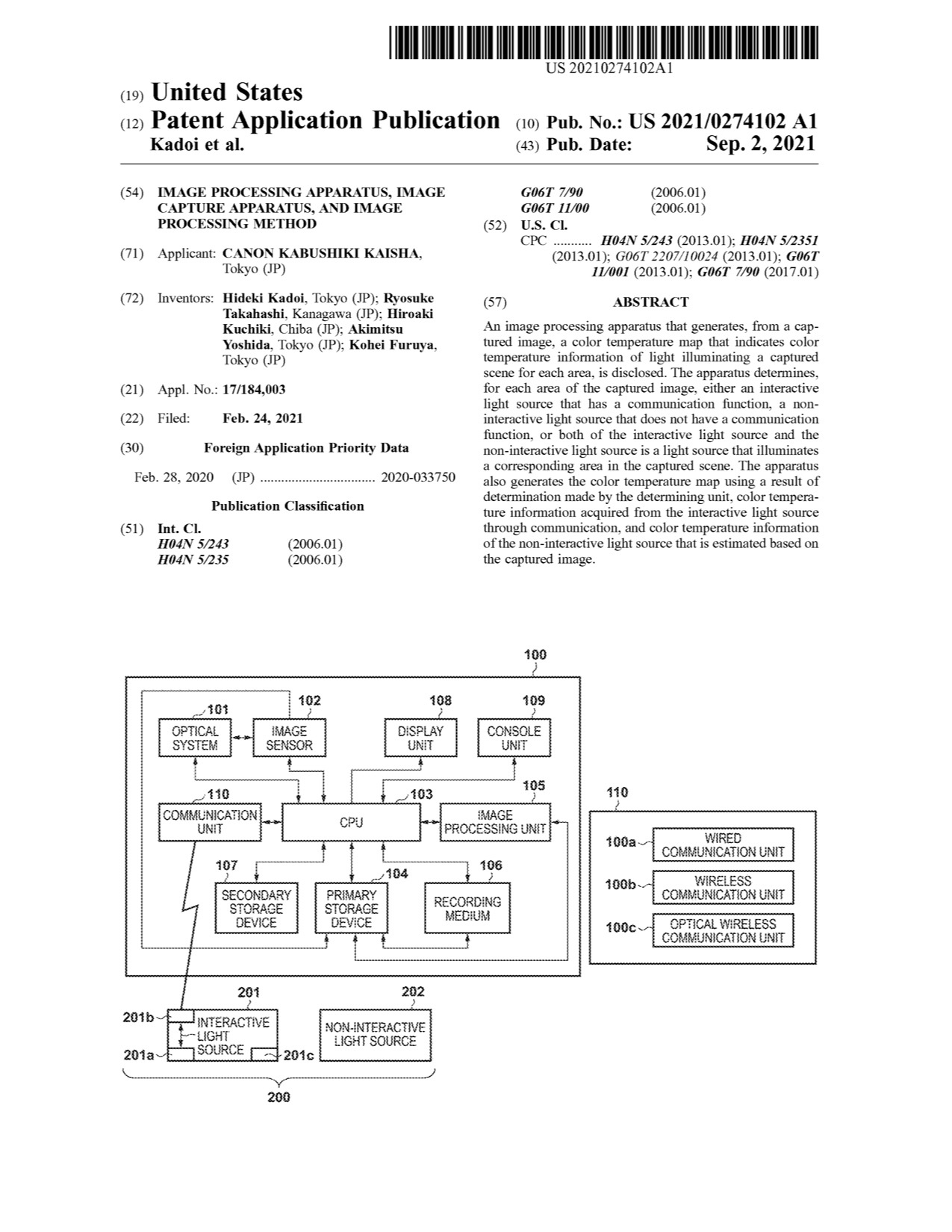 Canon Patent: Different Color Temperatures Across Image